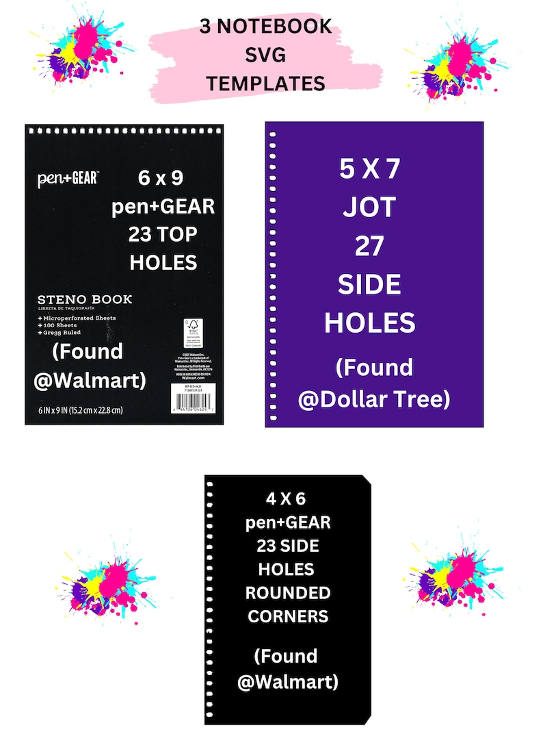 Spiral Notebook Cut Template | Multi Spiral Notebook Cover Templates ...