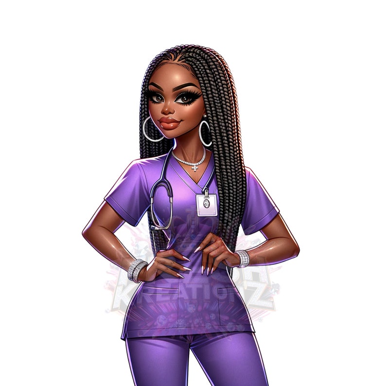 Purple Nurses Clipart | African American Nurses Clipart | Digital ...