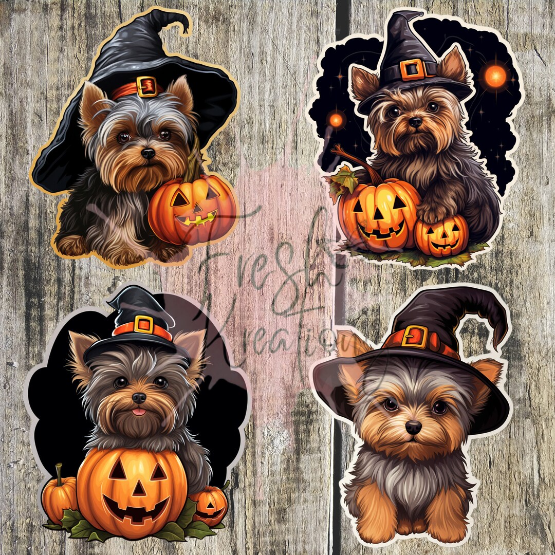 Spooky Halloween Yorkie | Halloween Yorkshire Terrier Watercolor ...