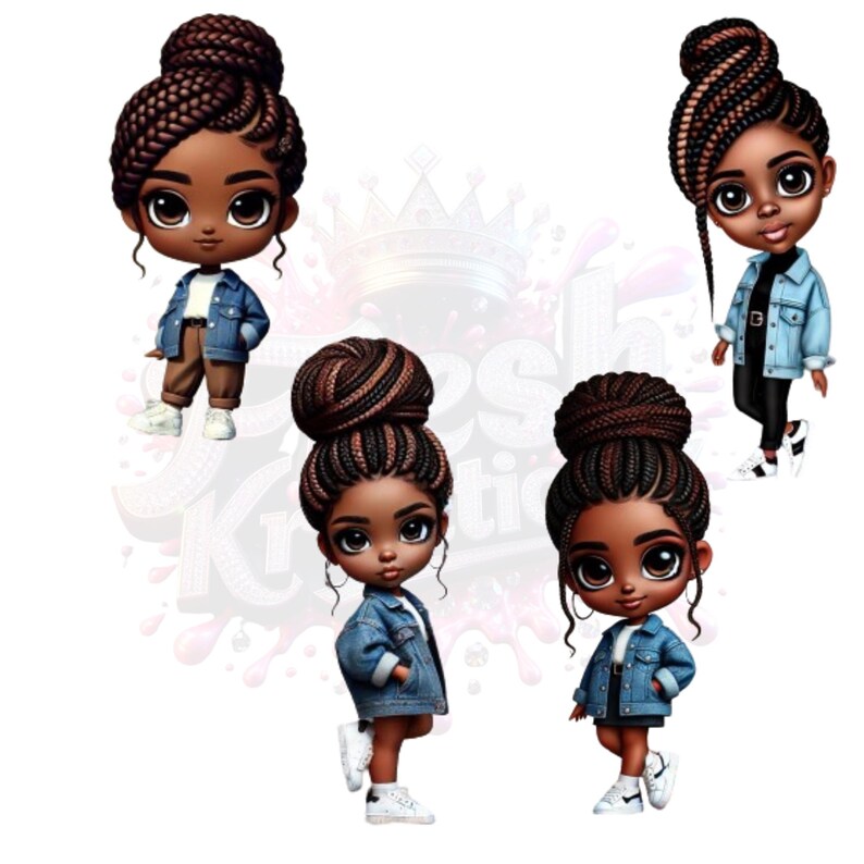 Chibi Black Girl Clip Art Bundle | Watercolor | High Quality ...