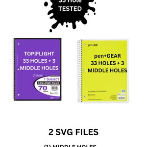 33 Side Holes Spiral Notebook Cover Template | 3 Subject Pen+gear | 1 ...