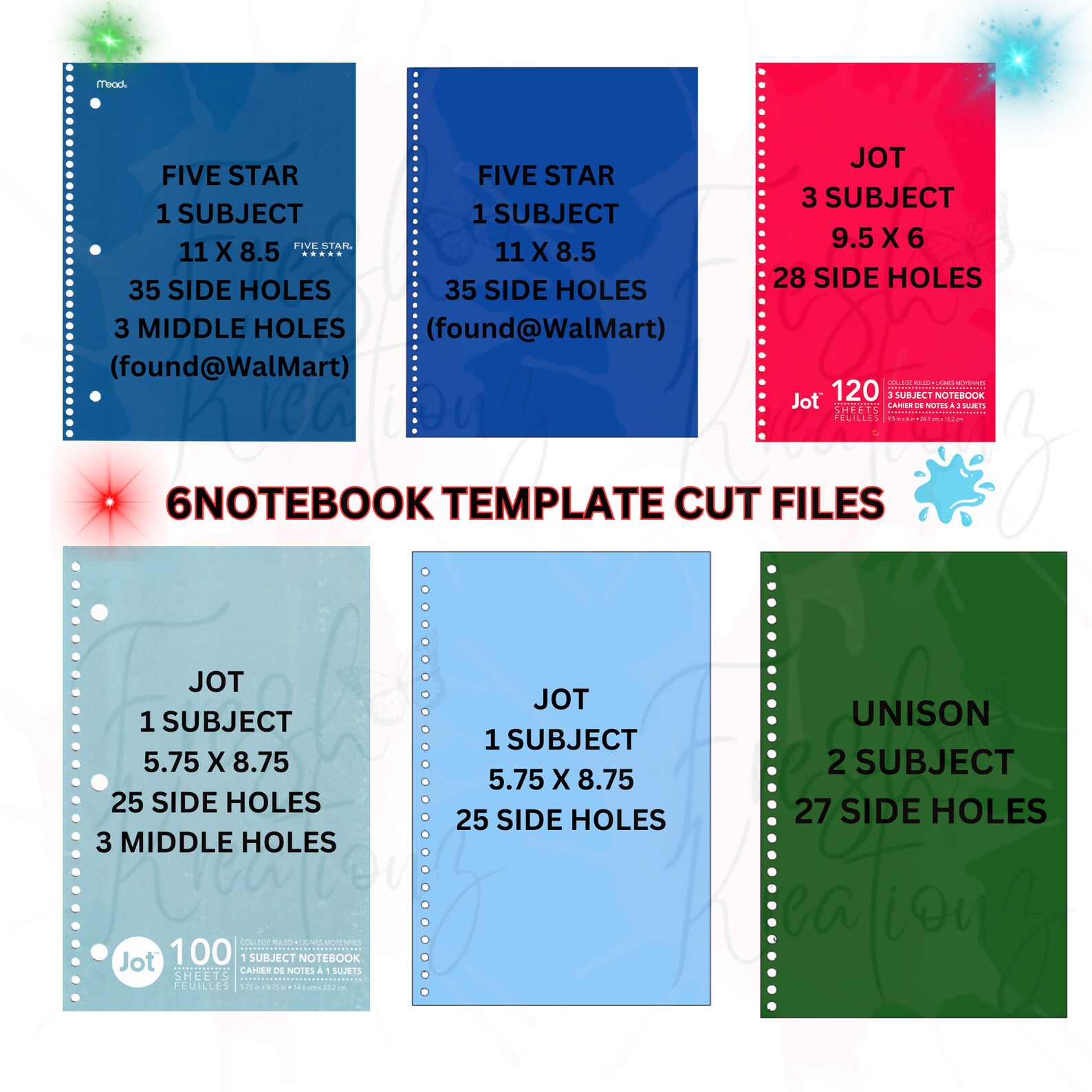 Spiral Notebook Cover Template | 6 SVG Cut Notebook Templates | Multi ...