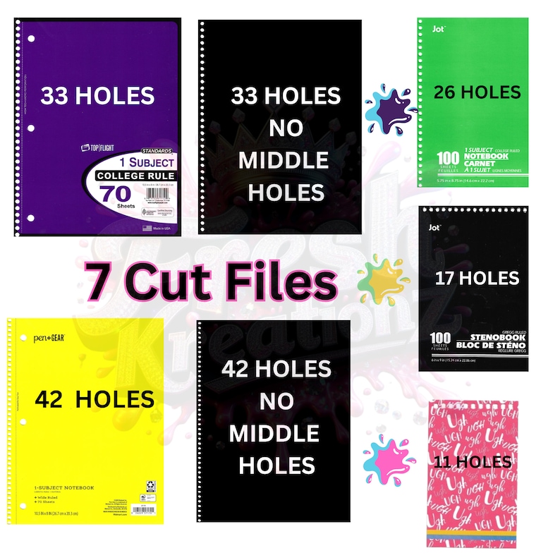 Spiral Notebook Cover Templates Bundle | 7 SVG Files | Cricut ...