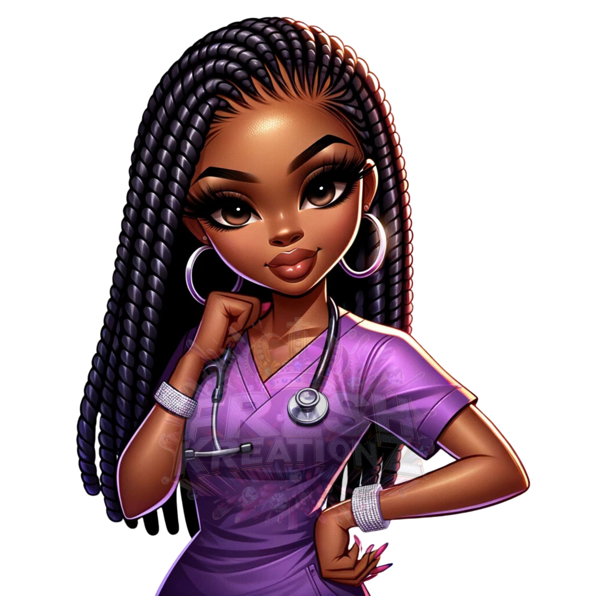 Purple Nurses Clipart | African American Nurses Clipart | Digital ...