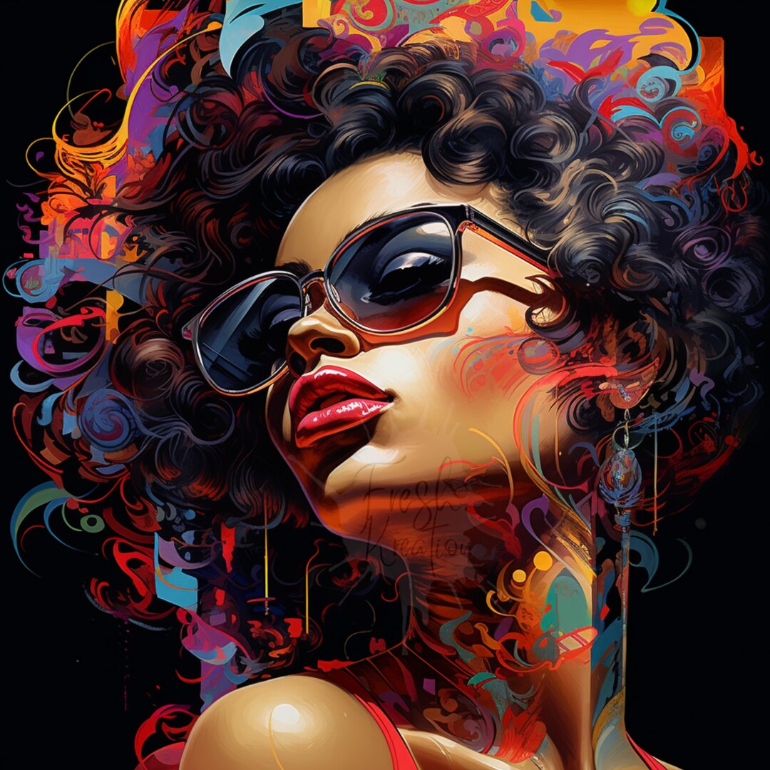 Retro Afro Design, Black Girl Clipart, Digital Planner Wall Art ...