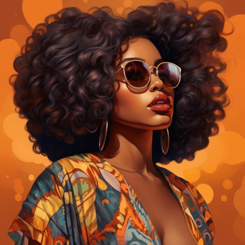 Retro Afro Design, Black Girl Clipart, Digital Planner Wall Art ...