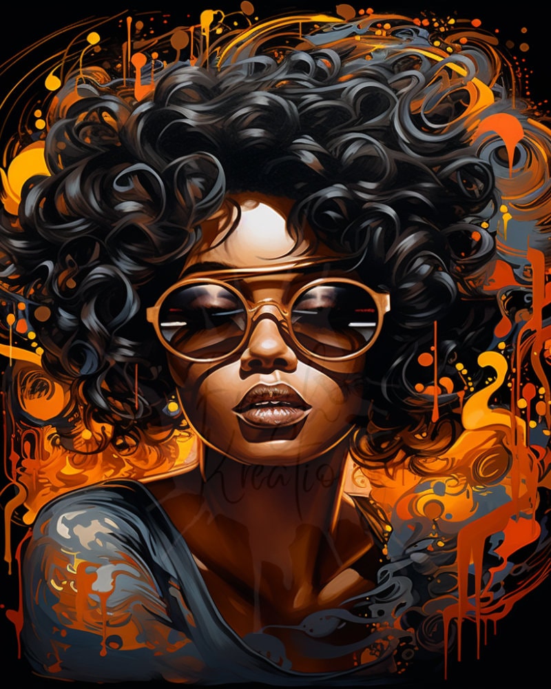 Retro Afro Design, Black Girl Clipart, Digital Planner Wall Art ...