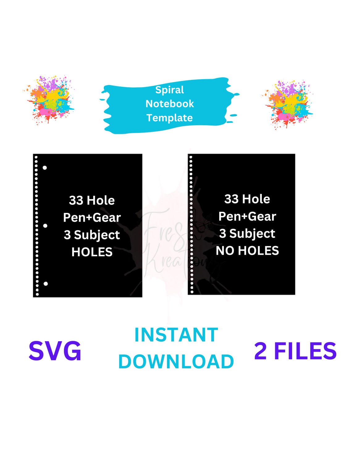 33 Side Holes Spiral Notebook Cover Template 3 Subject Pengear 1 ...