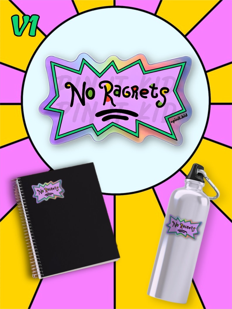 Rugrats No Ragrets Holo Sticker Decal Vinyl Funny Kids Punk Girls Boys ...