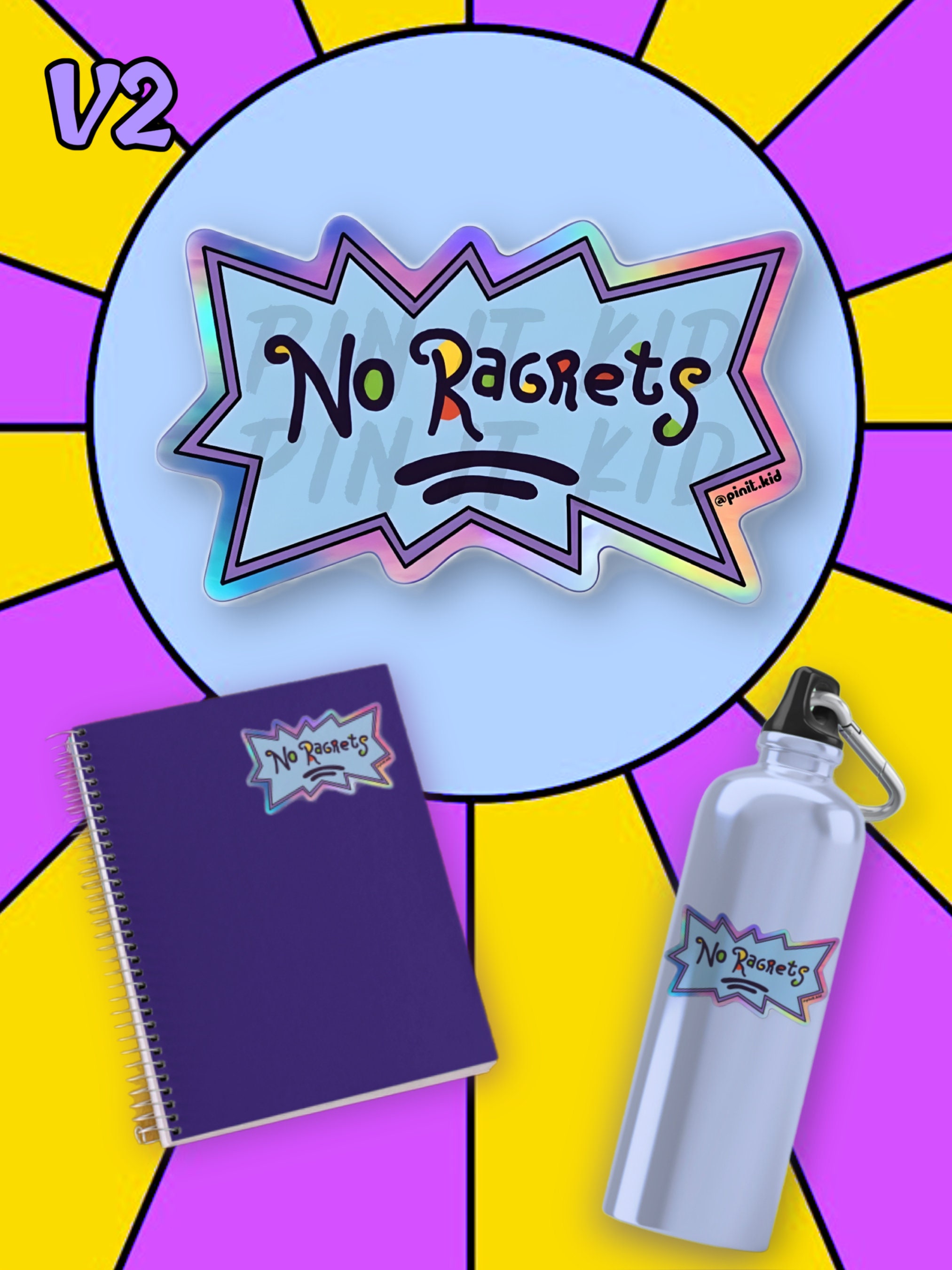 Rugrats No Ragrets Holo Sticker Decal Vinyl Funny Kids Punk Girls Boys ...