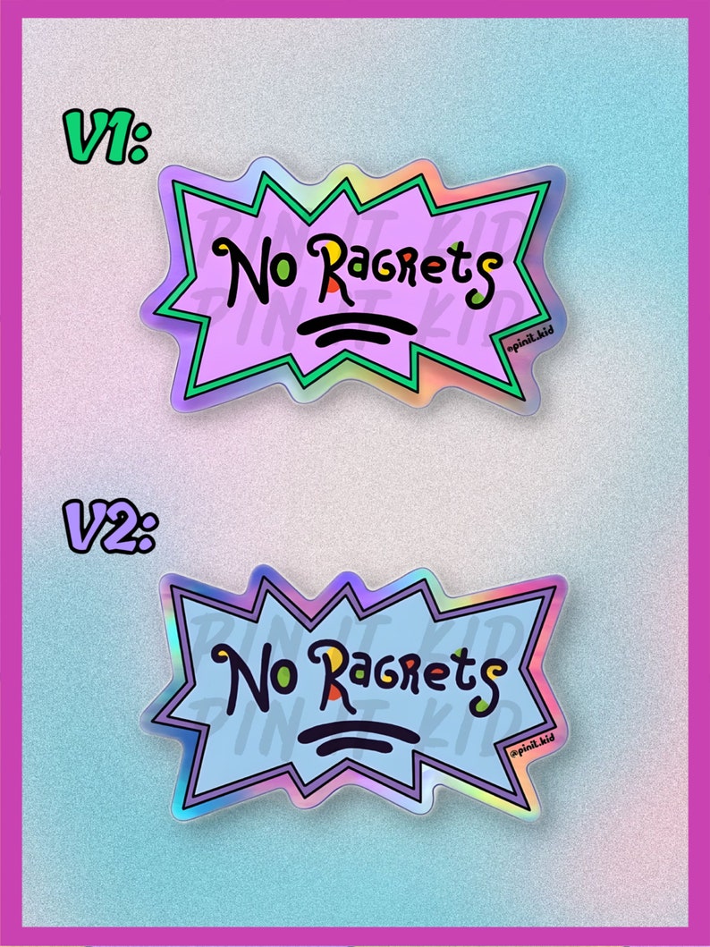 Rugrats No Ragrets Holo Sticker Decal Vinyl Funny Kids Punk Girls Boys ...