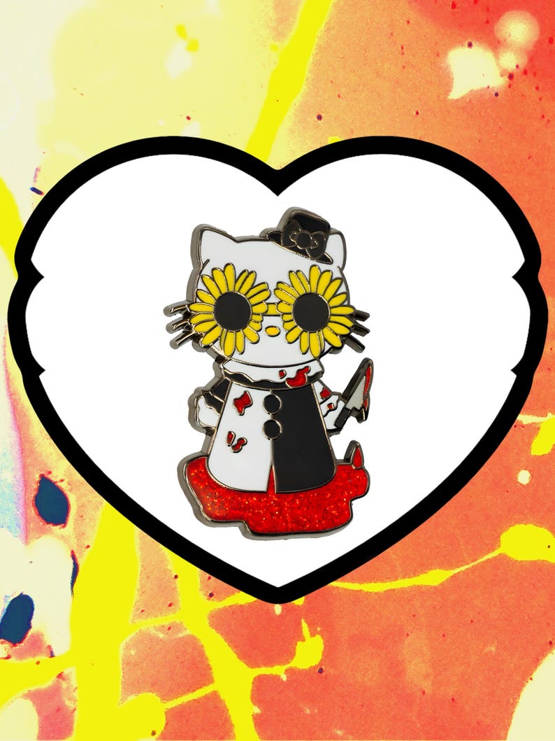 Horror Hello Kitty Cute Killer Clown Hard Enamel Pin Cat Movie Pins ...