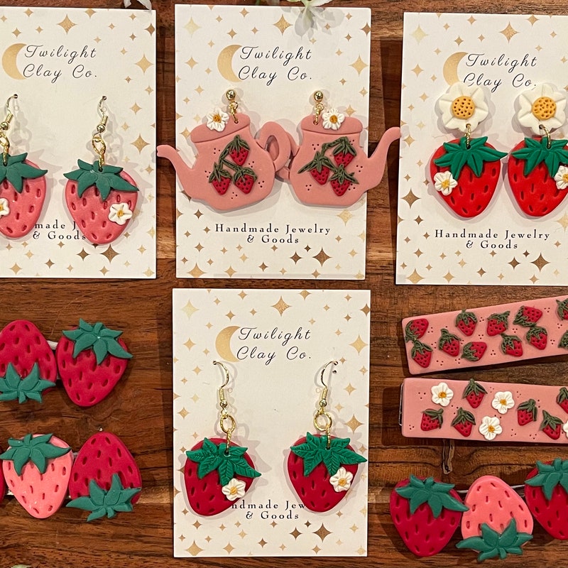 Strawberry Earrings - Etsy