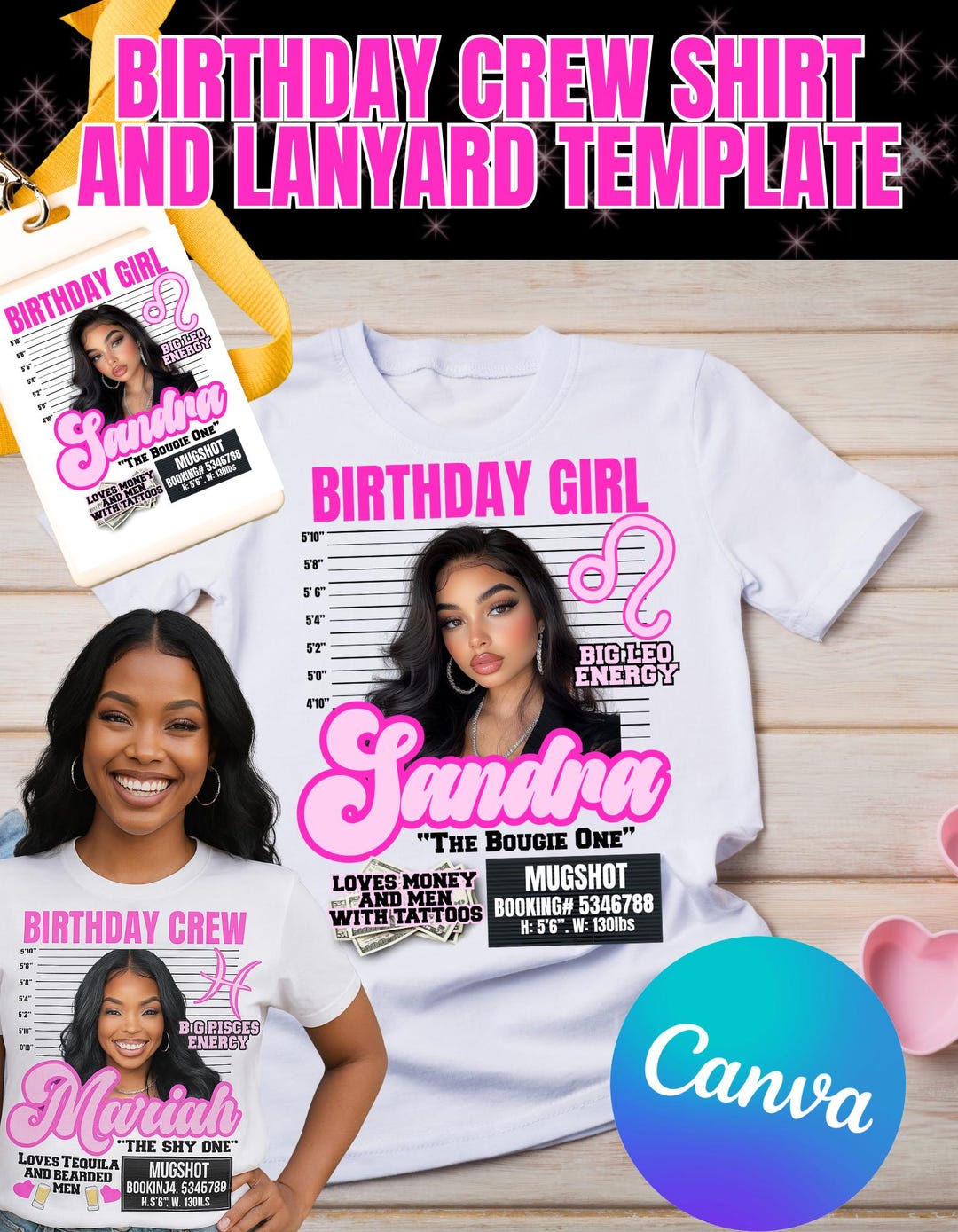 Birthday Crew Shirt & Lanyard Bundle | Canva Template |perfect for ...