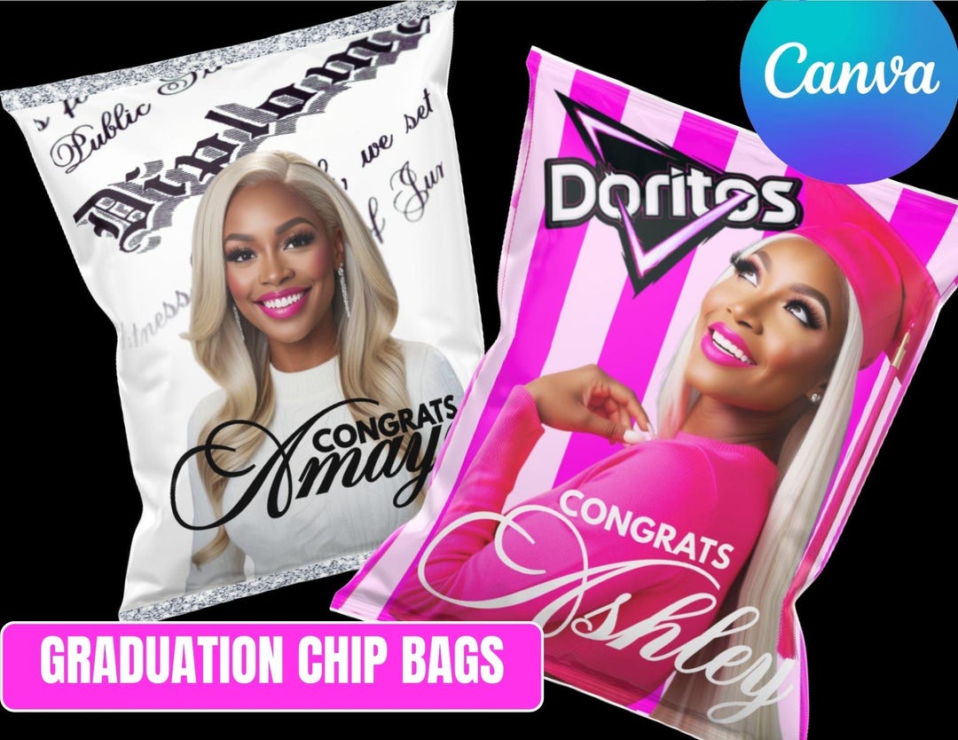 Editable Graduation Chip Bag Template | Class of 2026 | Canva Digital ...