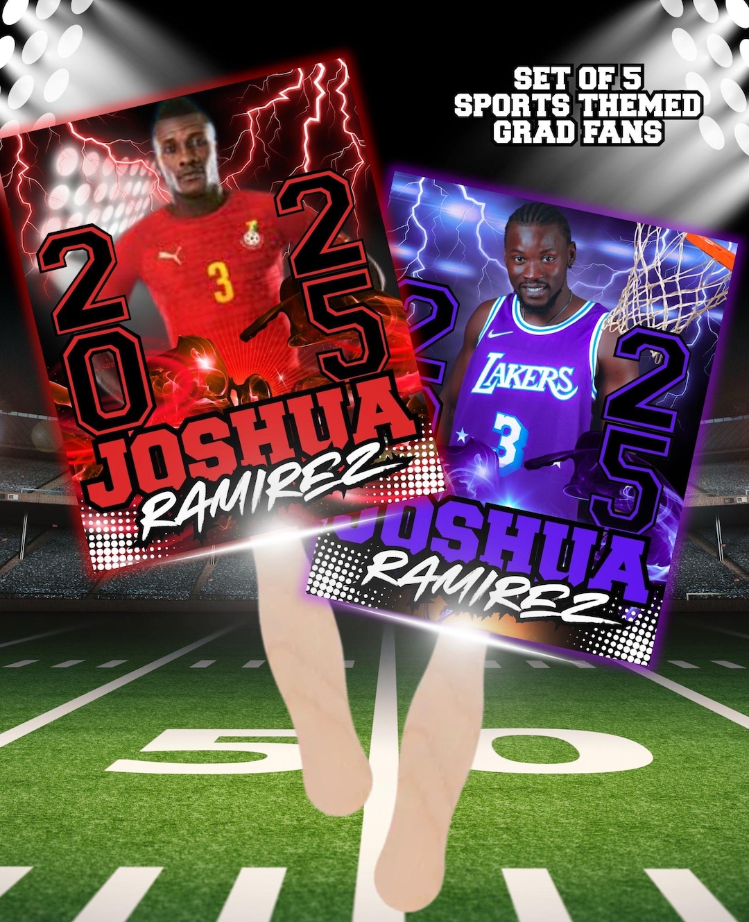 Editable (6) Sports Graduation Fan Template | Canva Digital Download ...