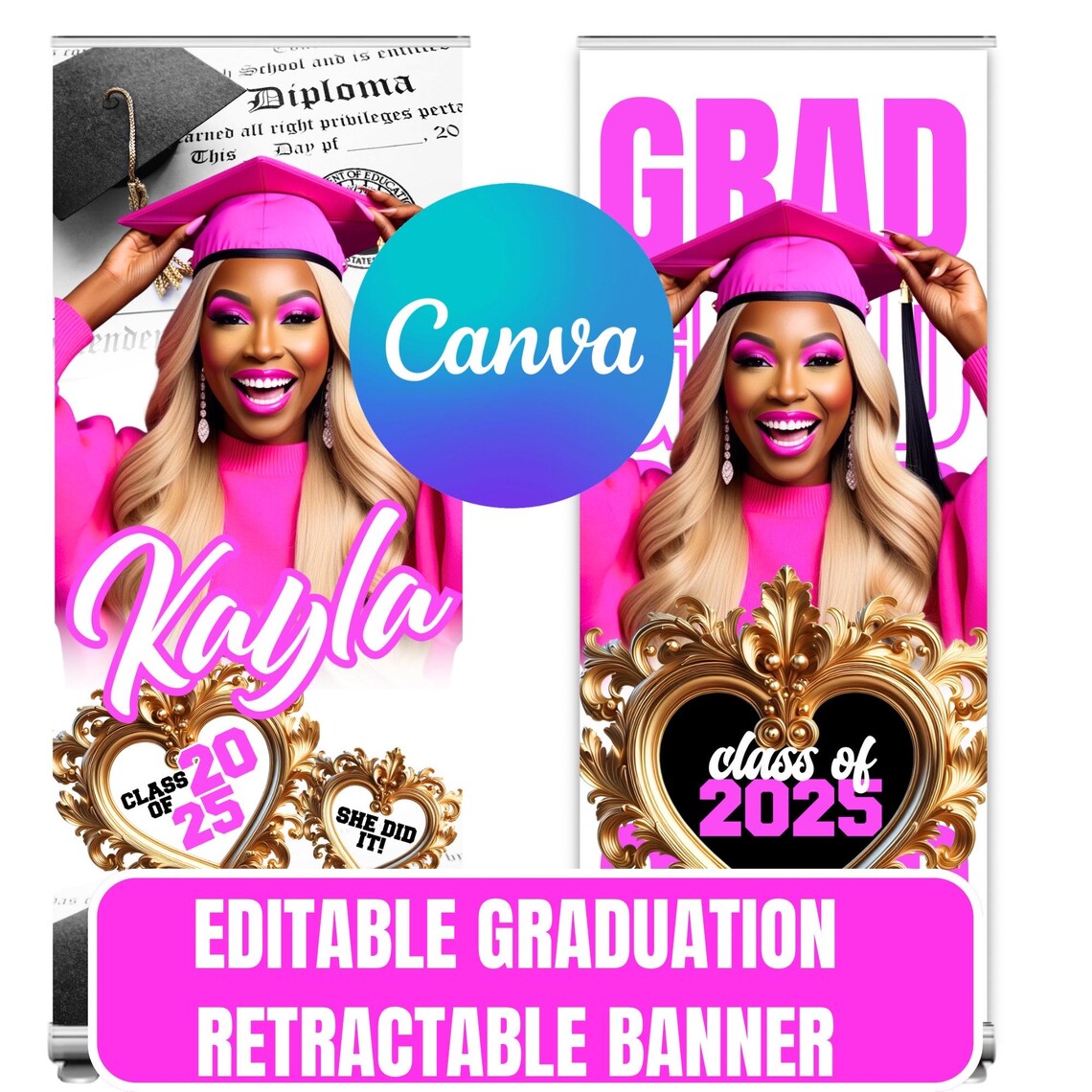 Editable Graduation Retractable Banner Template | Class of 2025 | Canva ...