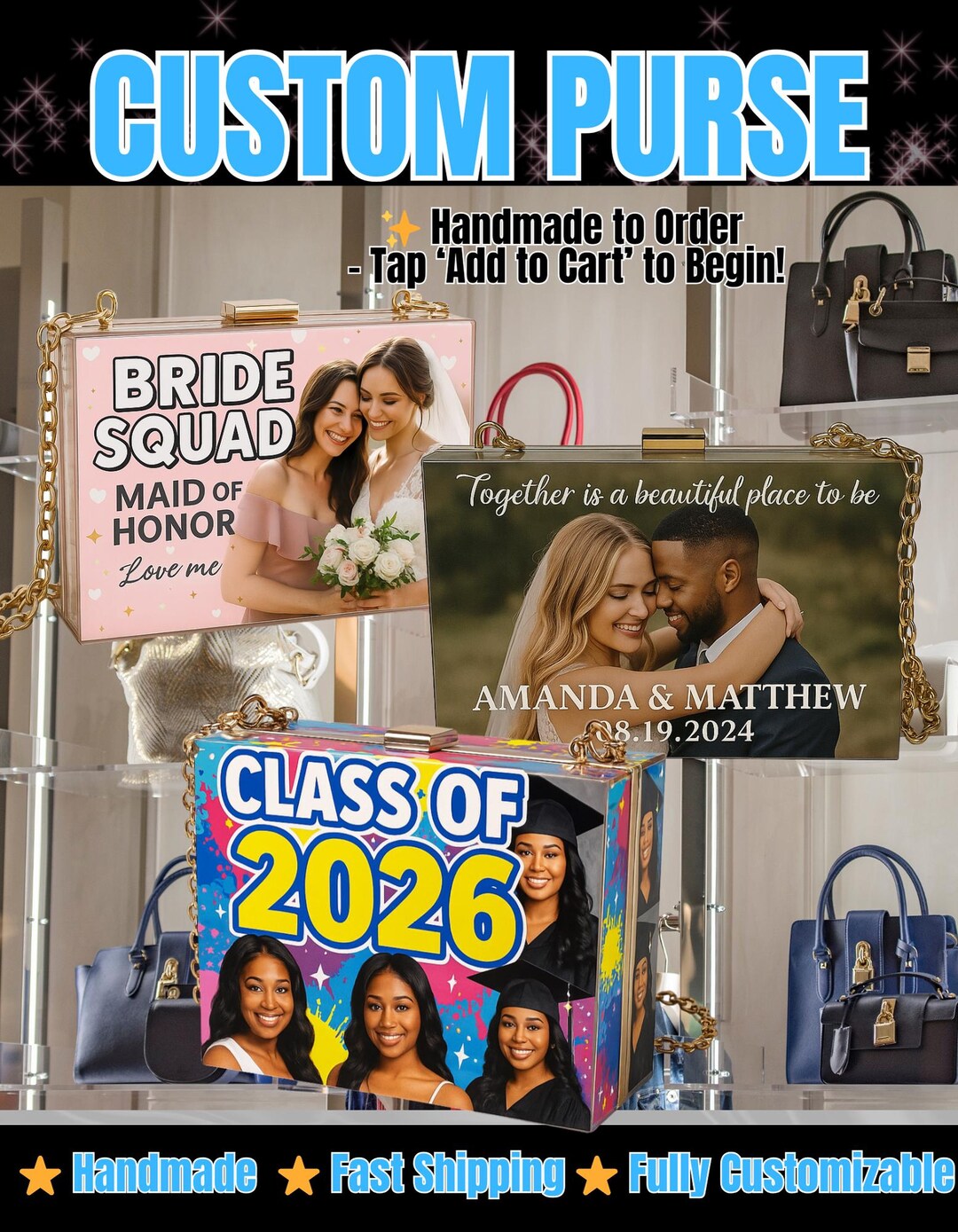 Custom Acrylic Purse – Personalized & Handmade - Etsy