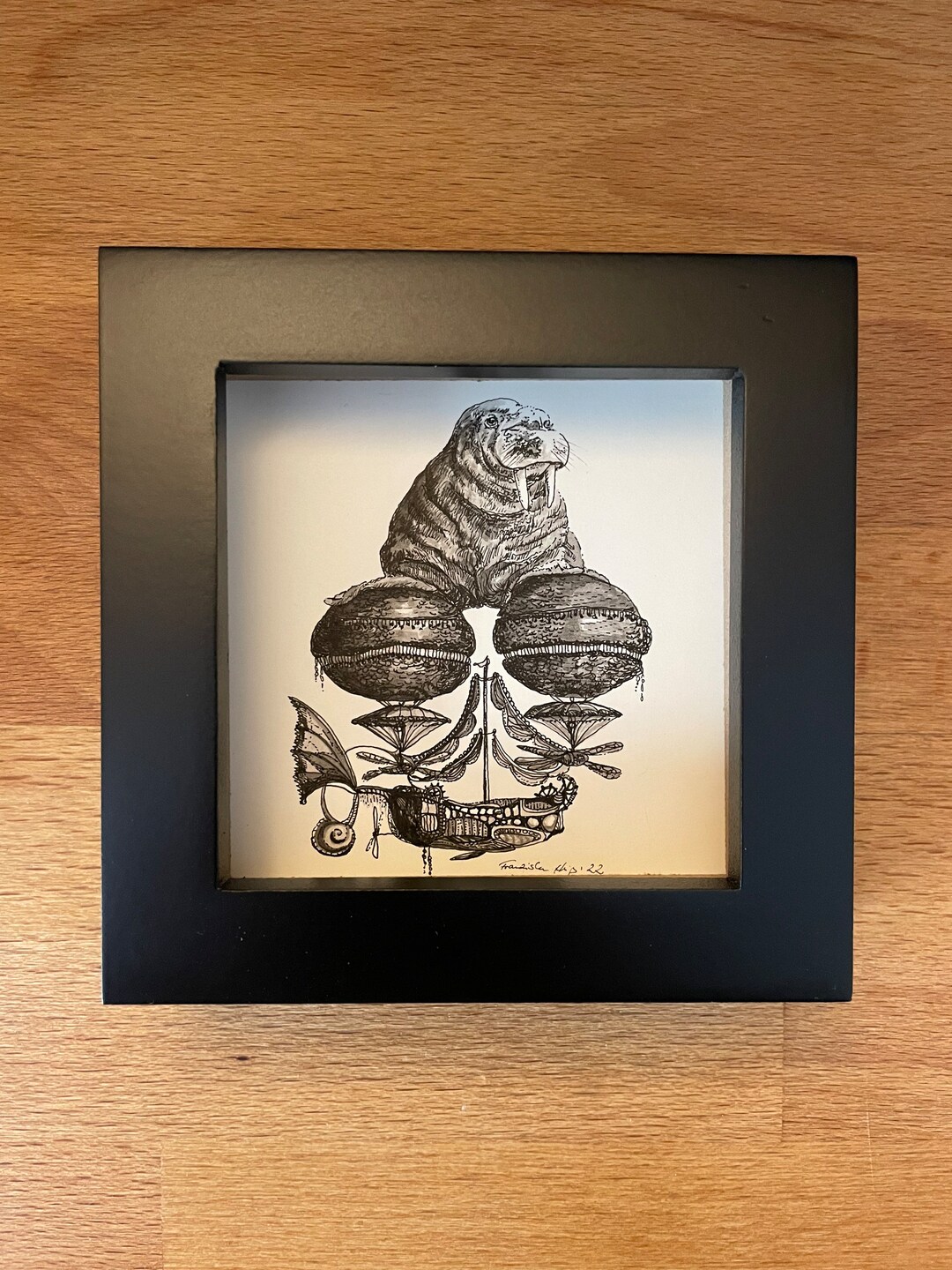 Flying Object 1 Miniature Ink Drawing Walrus - Etsy