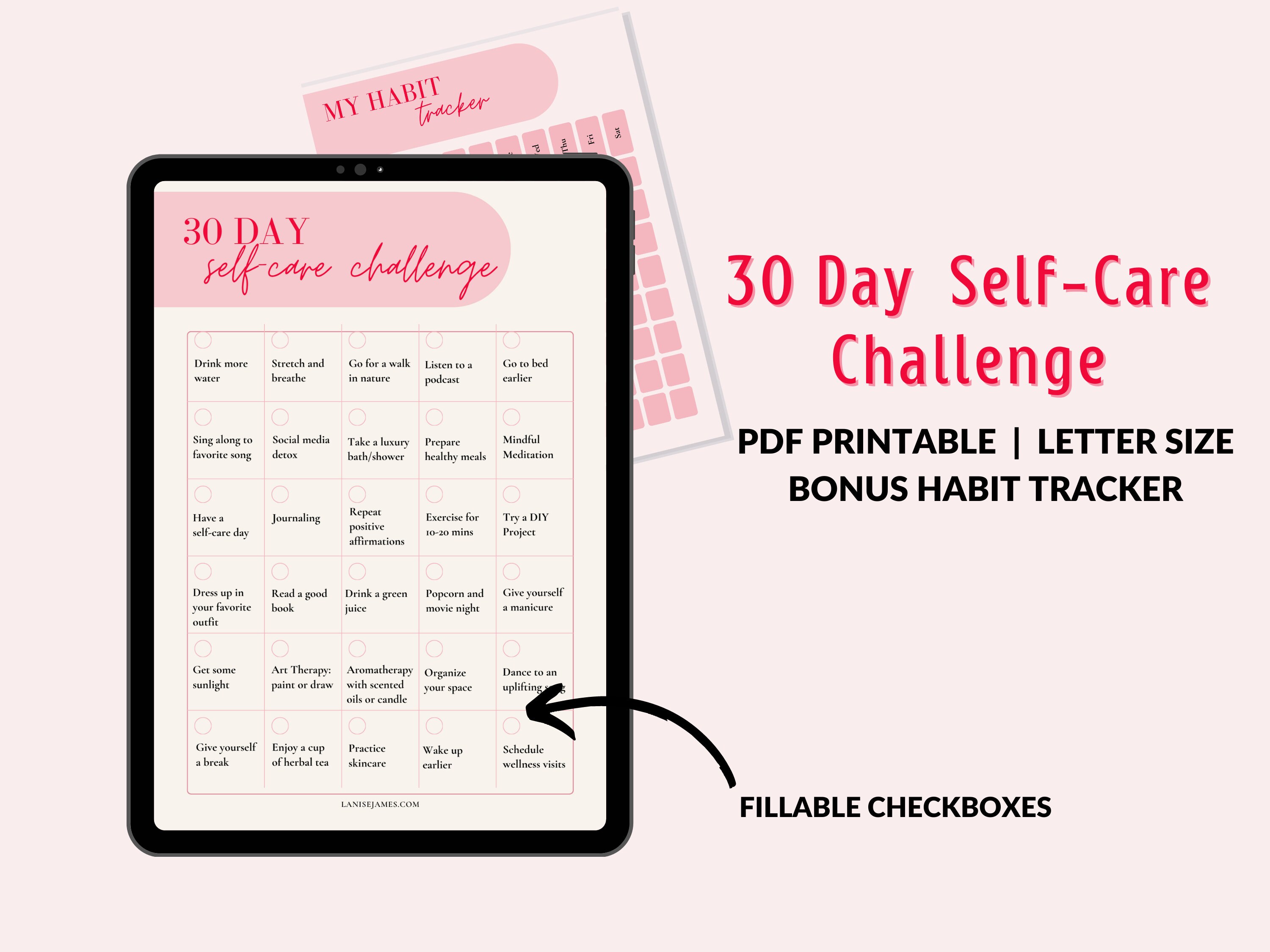 30 Day Self Care Challenge Printable. Self Love, Wellness, Daily ...