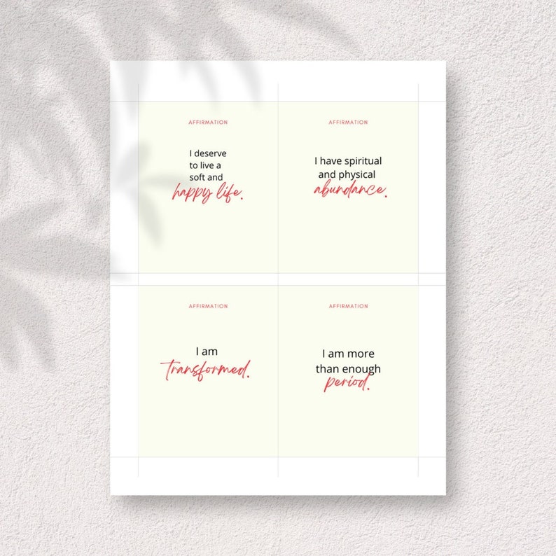 20 Morning Positive Affirmation Cards Printable, Daily Affirmations, Self Love Affirmations ...