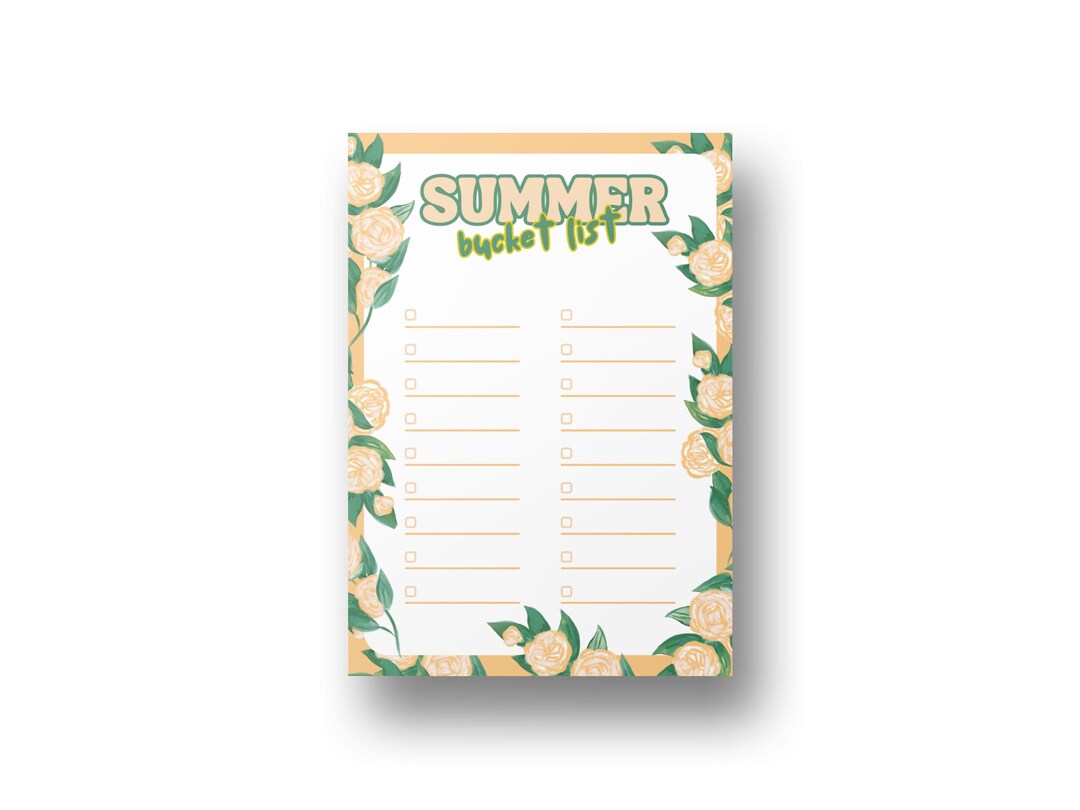 Summer Rose Floral Bucket List Printable, Check List, Activity to Do ...