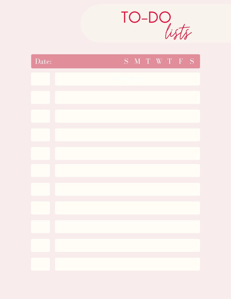 Simple to Do List Fillable Printable, Minimalist, Task Tracker, Daily ...