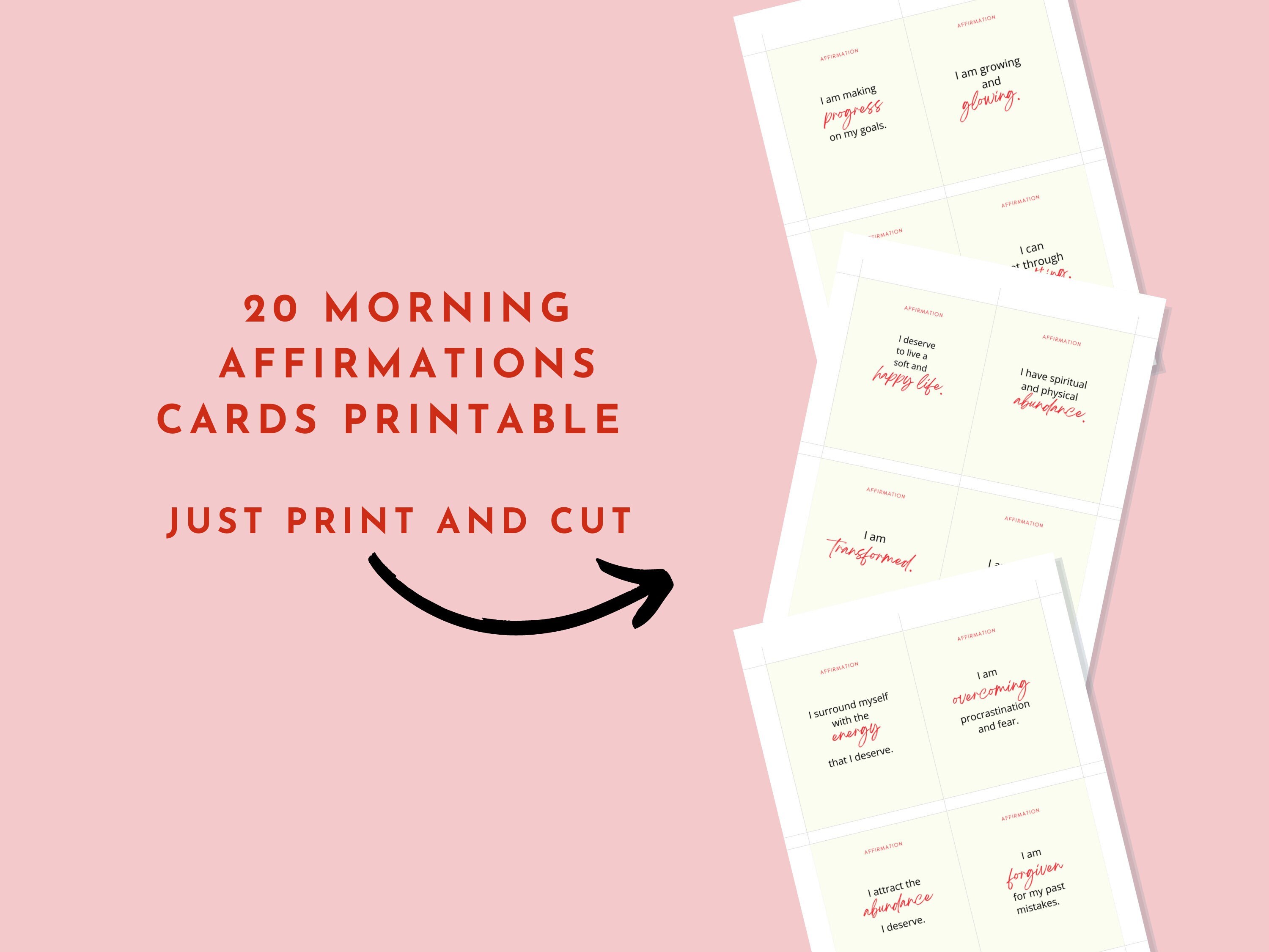 20 Morning Positive Affirmation Cards Printable, Daily Affirmations ...