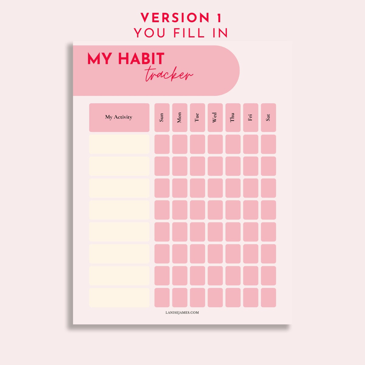 Simple Daily Self Care Habit Tracker Printable, Fillable PDF, Weekly ...