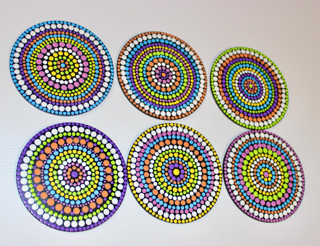 Set of 6 Original Hand Painted Coasters - Etsy