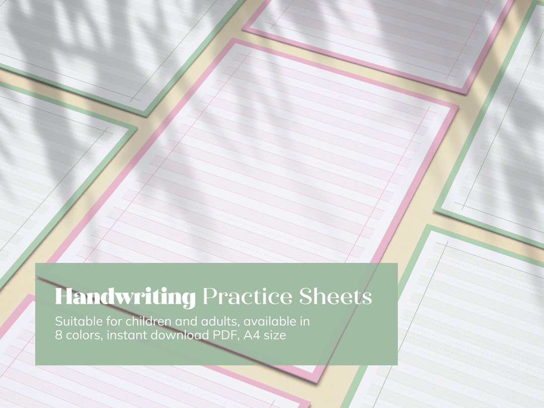 Colorful Lined Handwriting Practice Sheets for Children and Adults, A4 ...