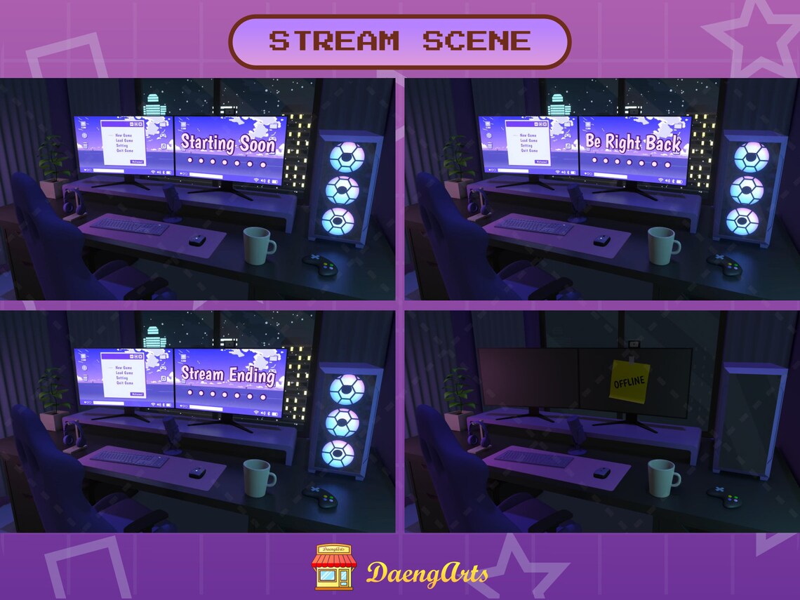 Animated Stream Screens - Offline - Lofi PC Desk Setup - Etsy