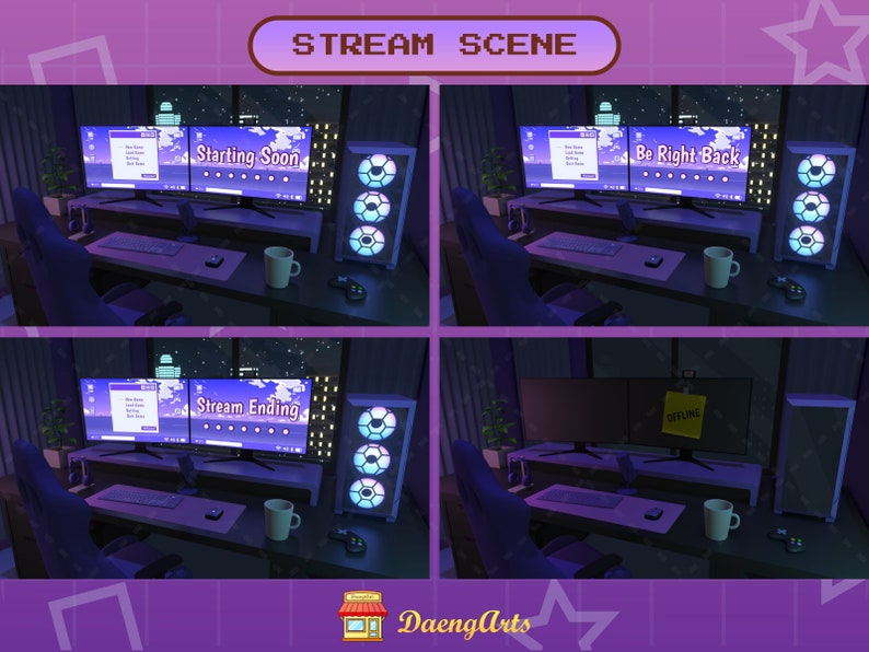 Animated Stream Screens - Offline - Lofi PC Desk Setup - Etsy