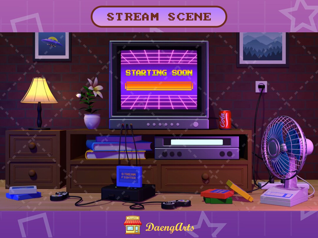 Animated Stream Scene - Offline Banner - Vintage Television With Gaming ...
