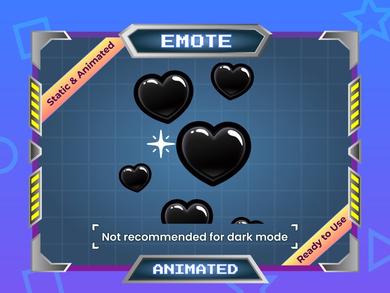 Sparkling Black Hearts Animated Emote for Twitch/discord (digital File ...