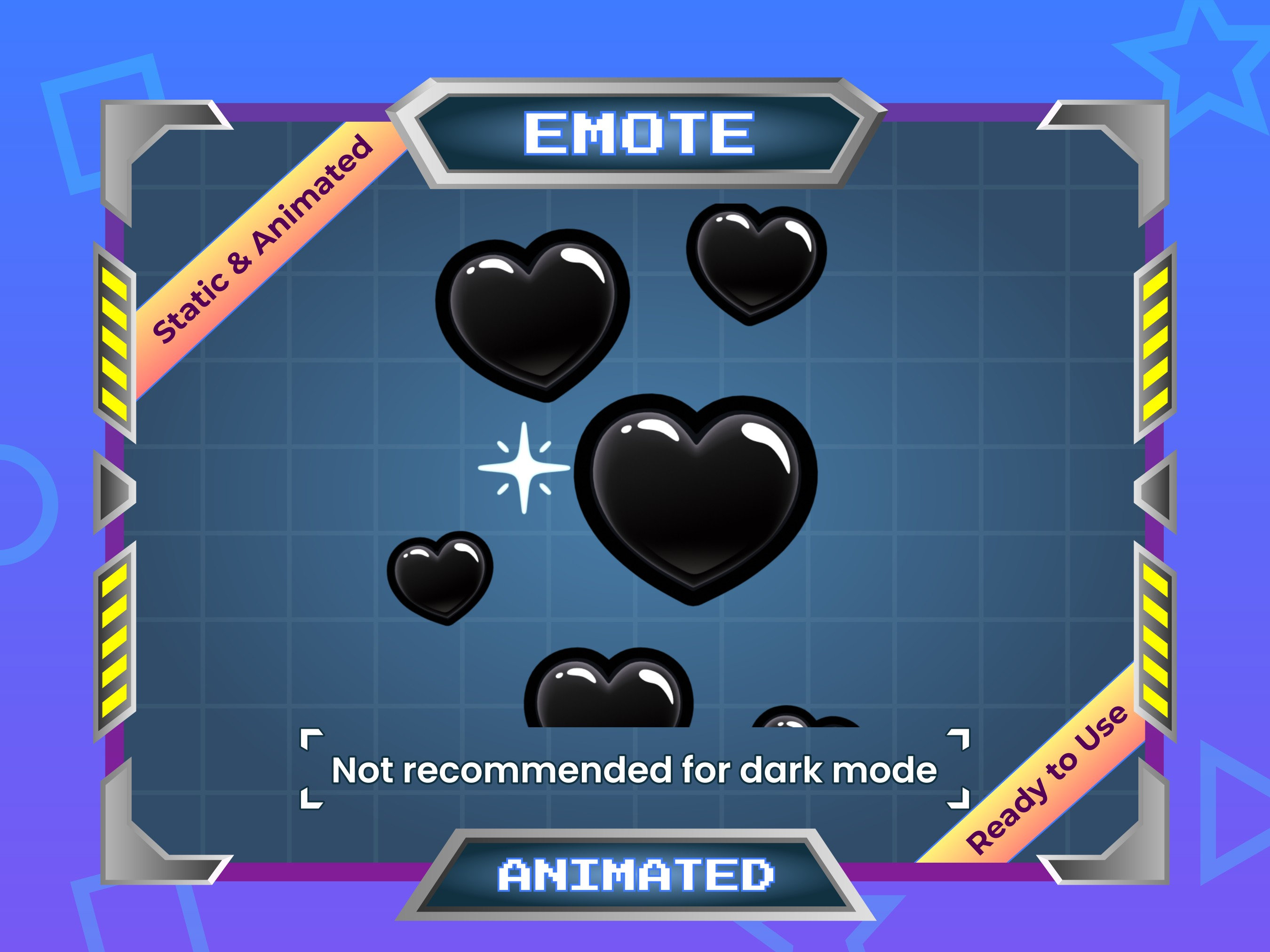Sparkling Black Hearts Animated Emote for Twitch/discord (digital File ...