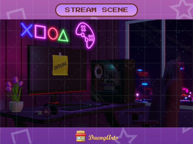 Animated PC Stream Screens - Offline Banner - Lofi Room Scene - Etsy