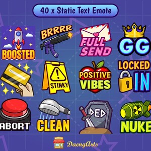 40x Static Text Emotes for Twitch, Discord, Kick in PNG & SVG (digital ...