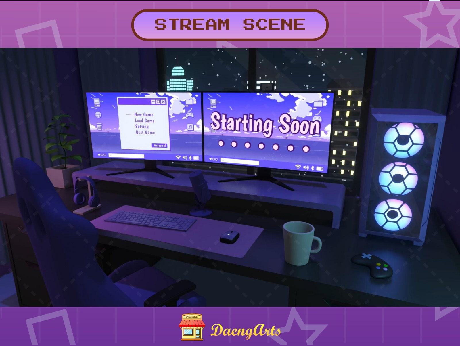 Animated Stream Screens - Offline - Lofi PC Desk Setup - Etsy