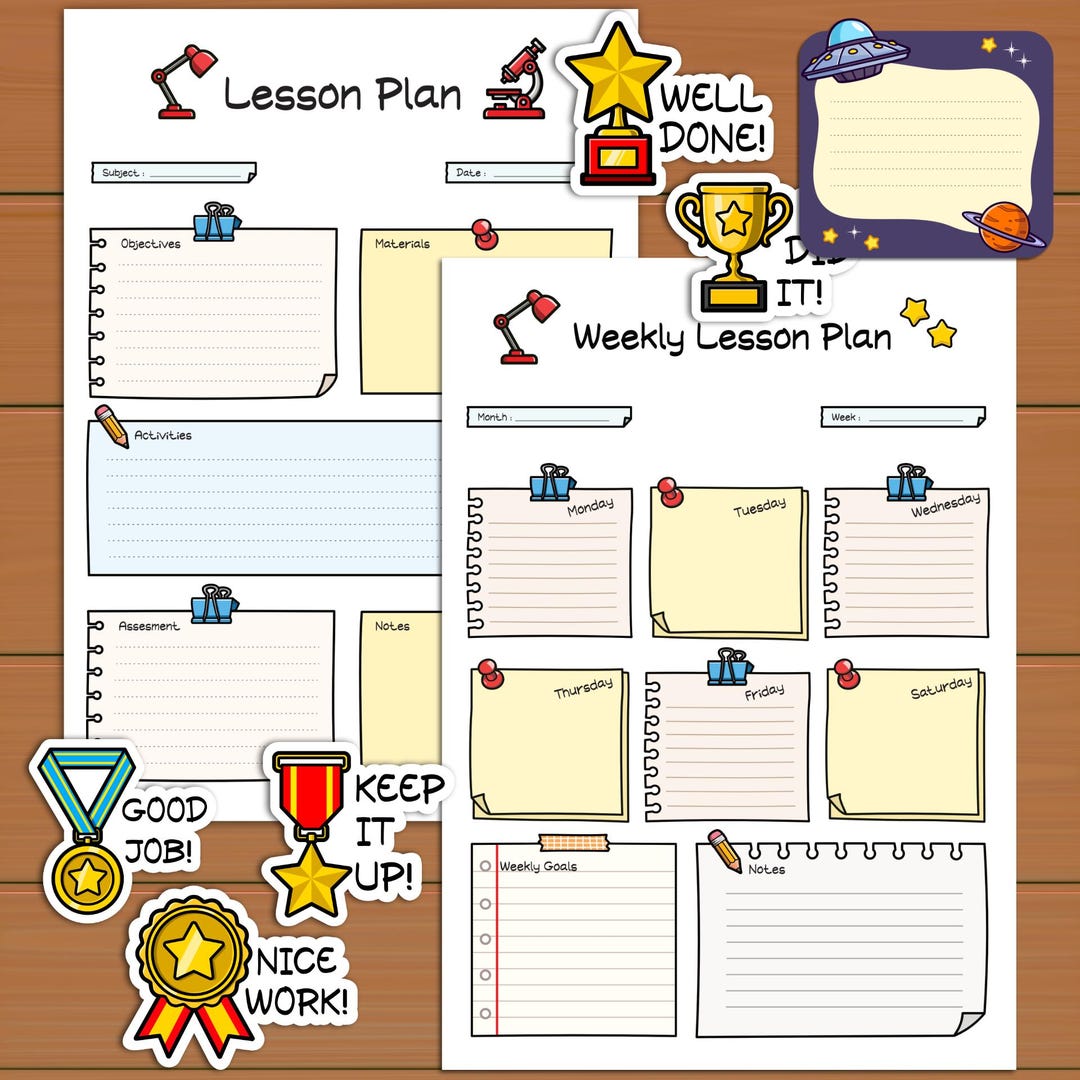 Printable Lesson Planner and Motivation Stickers (digital Download) - Etsy