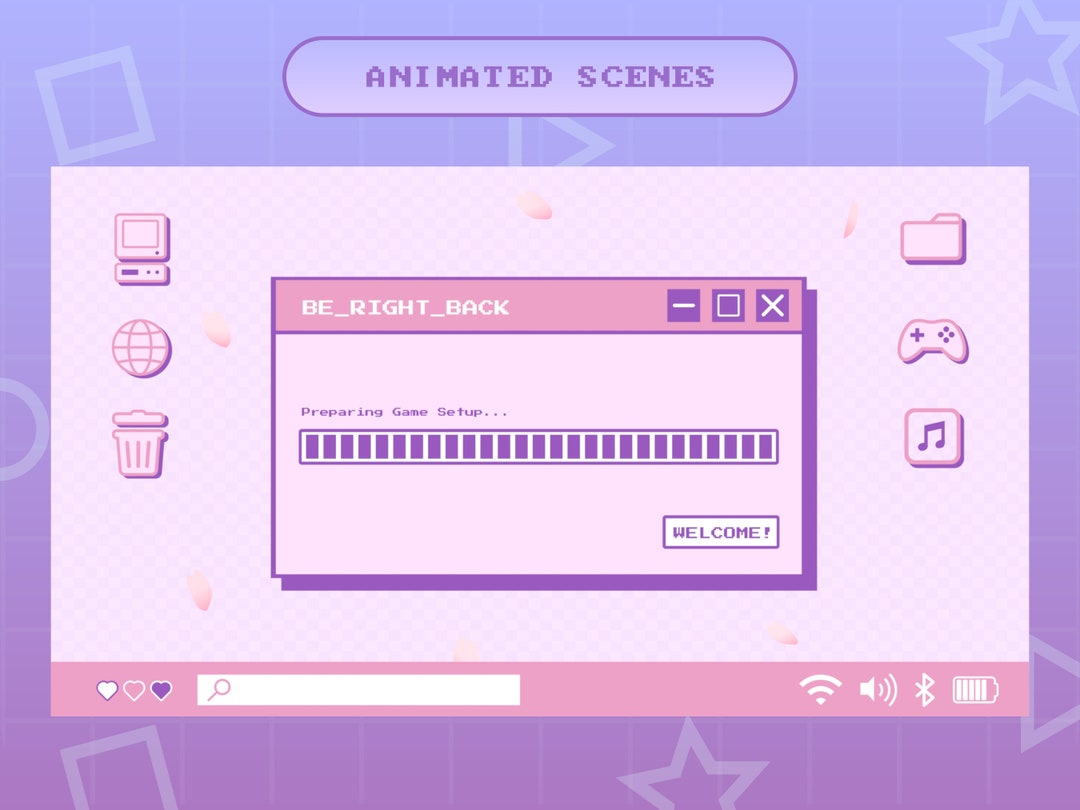 Animated Pink Pastel 90s Computer Stream Screens, Overlays, and Panels ...