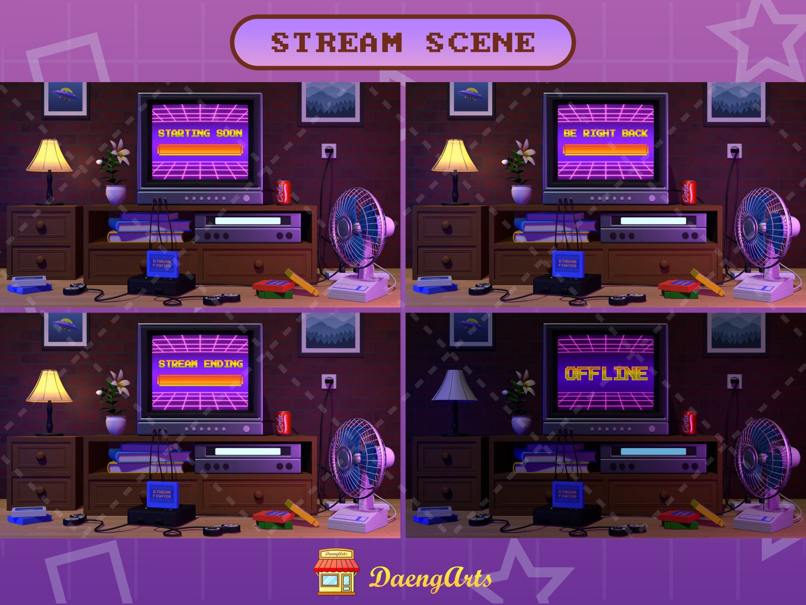 Animated Stream Scene Offline Banner Vintage Television With Gaming ...
