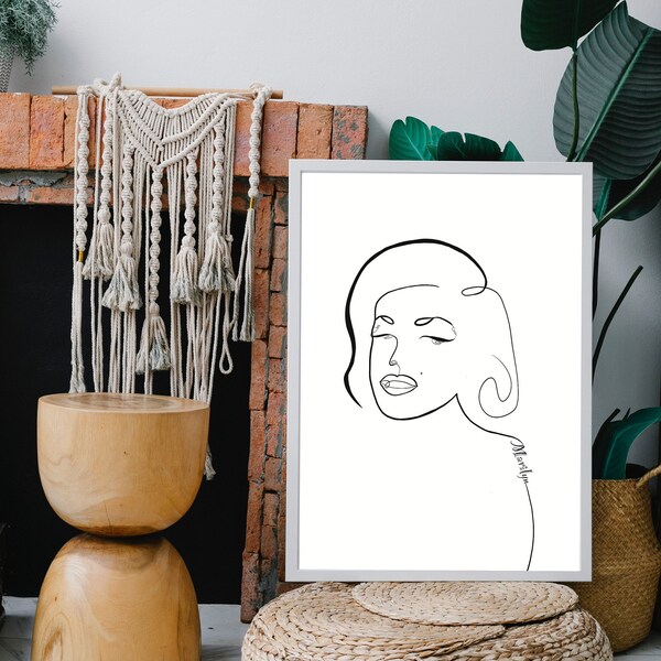 Marilyn Monroe Line Art - Etsy