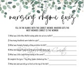 Baby Shower Games Nursery Rhyme Quiz Eucalyptus Theme - Etsy