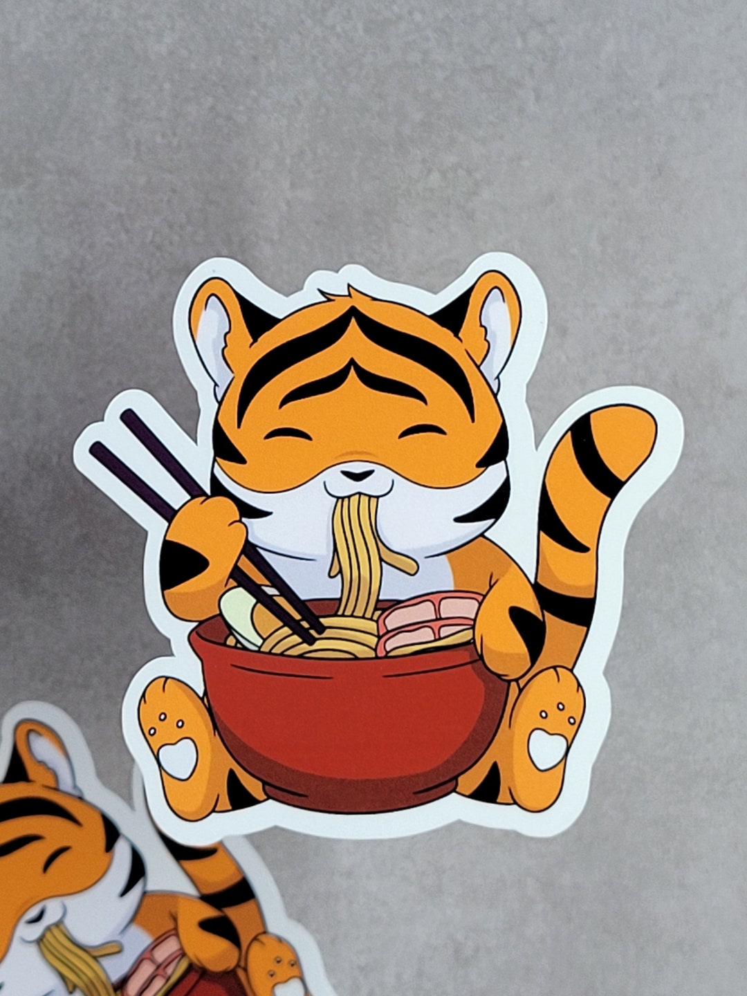 Tiger Eating Ramen, Sticker - Etsy
