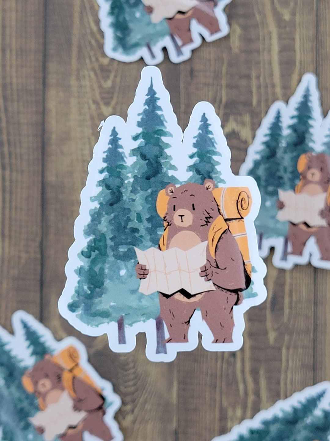 Hiking Bear Sticker - Etsy