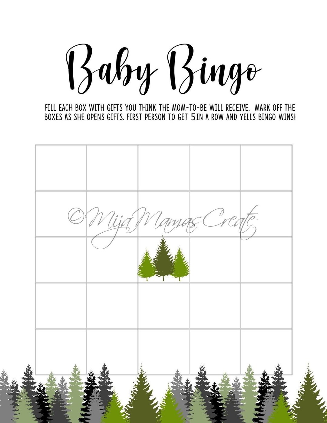 Baby Shower Games, Baby Bingo, Tree Theme - Etsy