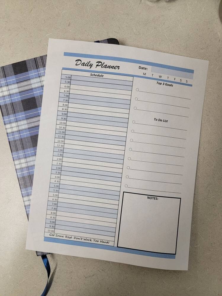 Instant Download PDF Printable Daily Planner Template, Insert - Etsy