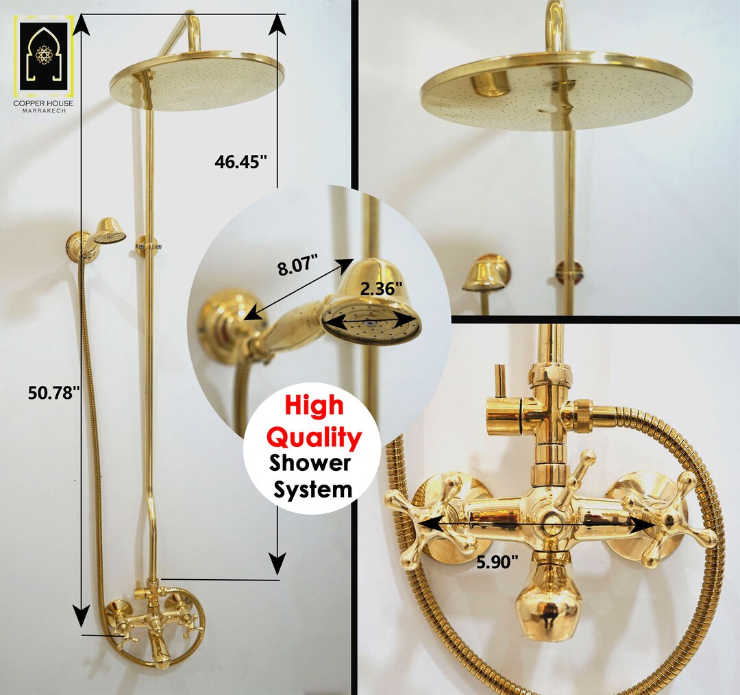 Solid Brass Shower System With Tub Filler, and Handheld Shower, This ...