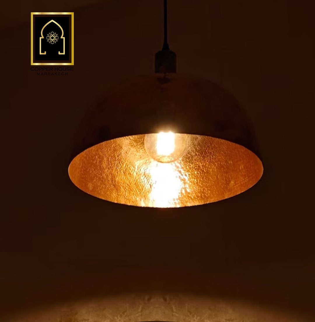 Oxidized Copper Dome Pendant Ceiling Light Hammered Copper Dome Pendant ...